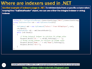 Sql server, .net and c# video tutorial: Part 64 – How and where are indexers used in .net