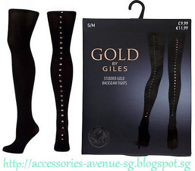 Accessories Avenue: NEW LOOK - Gold by Giles - Studded Gold Backseam Tights