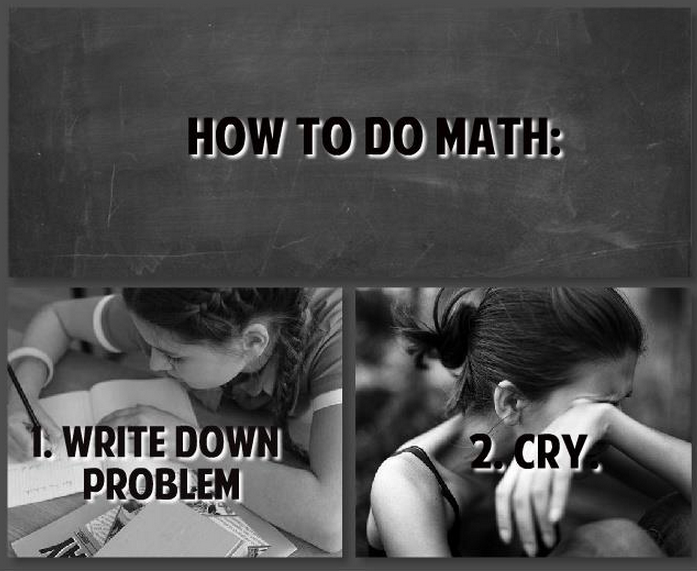 How to do math - Write down problem, cry