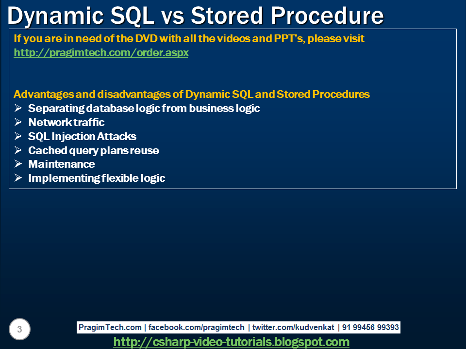 Sql Server Net And C Video Tutorial Dynamic Sql Vs Stored Procedure 1287