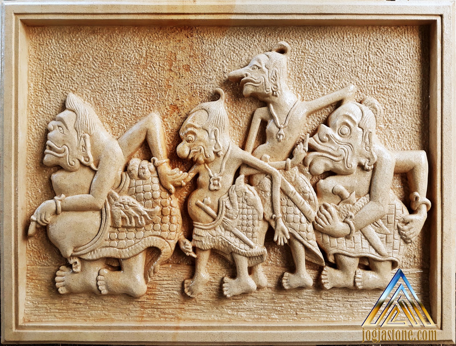 Ukiran Relief batu alam Wayang punokawan