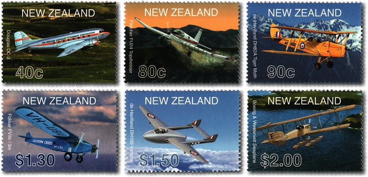 Virtual New Zealand Stamps: 2001 - Aircraft.