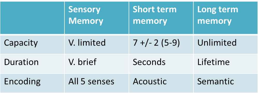 SSC Psychology: Characteristics of memory