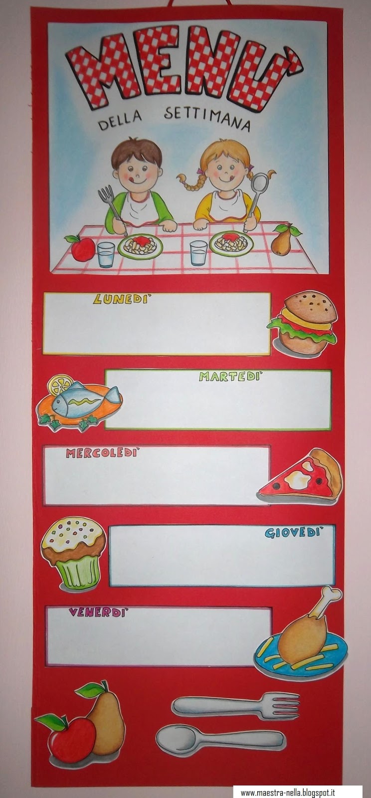 maestra Nella: Cartellone 'Menù della settimana'