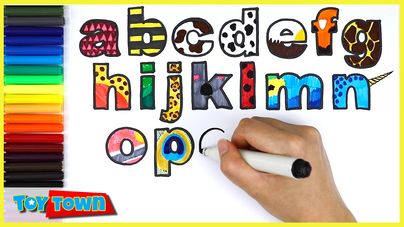 Toy Town: Learn the Alphabet | How to Draw Alphabets Cute Animal Prints ...
