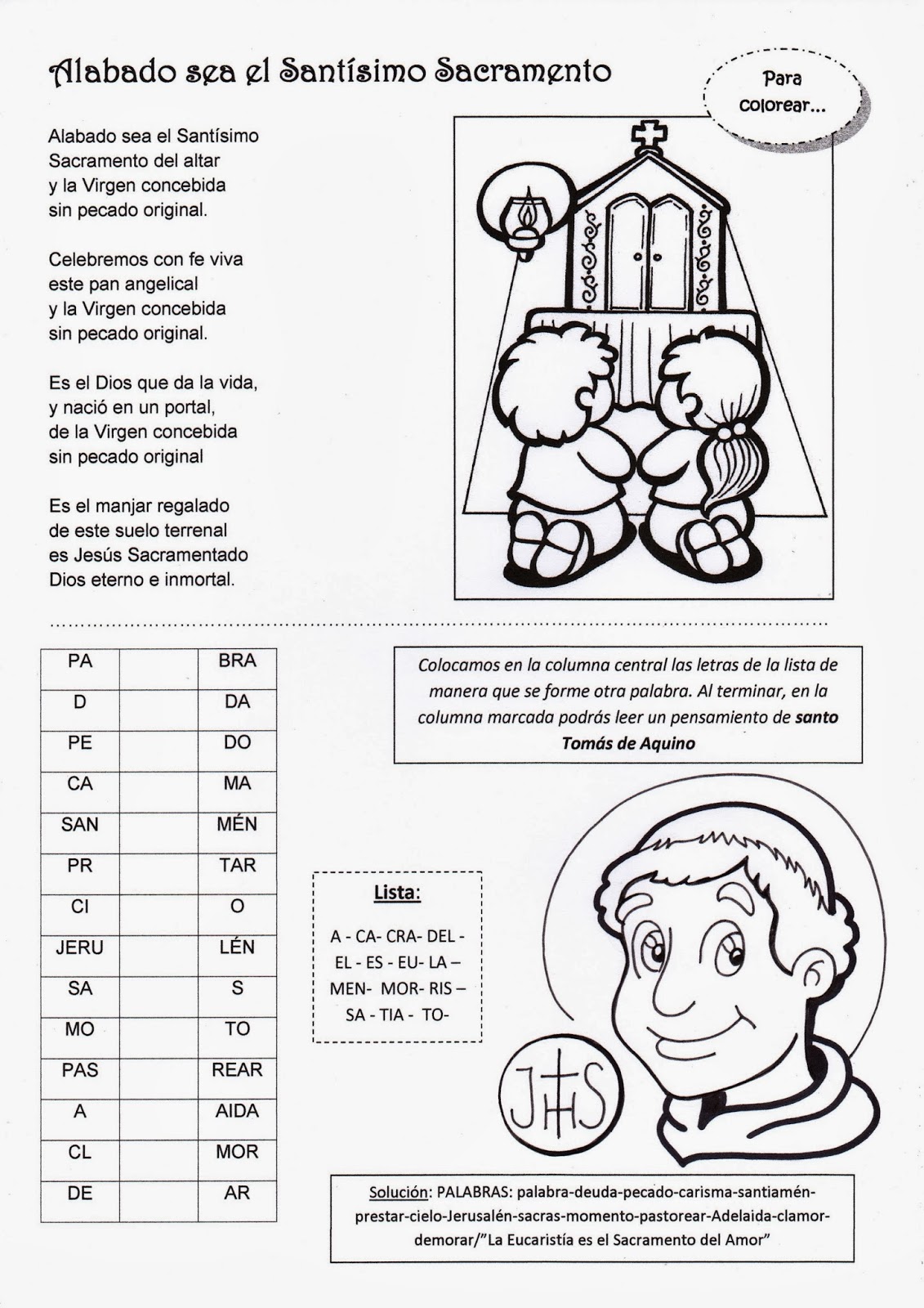 El Rincón de las Melli: CANCIÓN: Alabado sea el Santísimo Sacramento ...