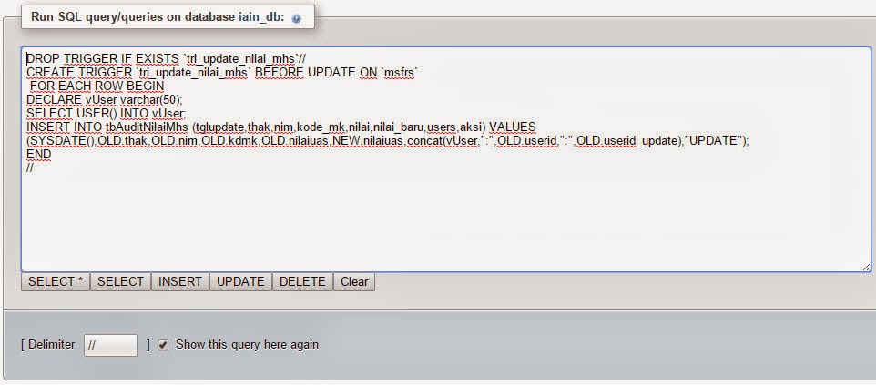 Membuat Trigger Mysql Menggunakan Navicat dan phpMyAdmin
