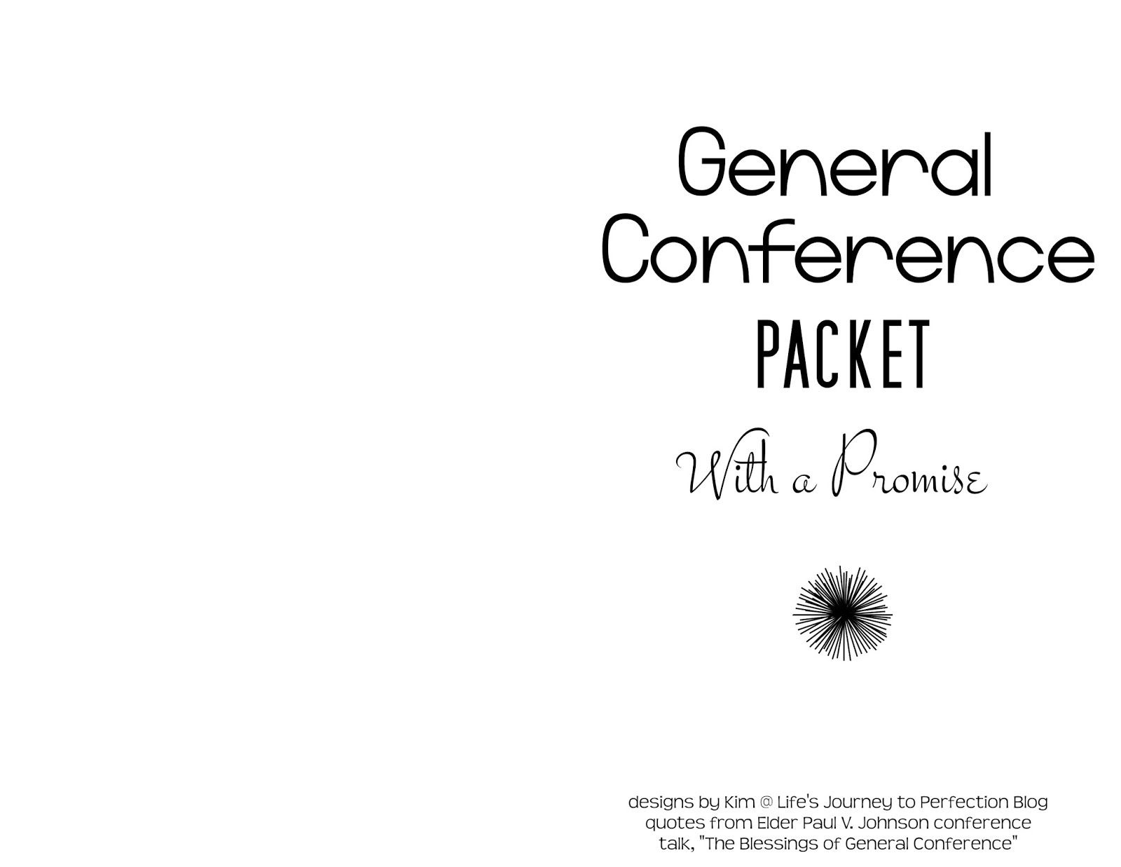 Life's Journey To Perfection: General Conference Packet for Young Women ...