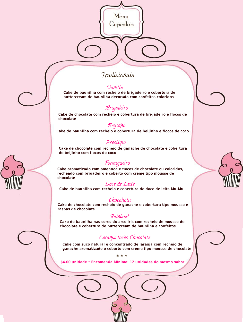Fairy Cupcakes: Menus