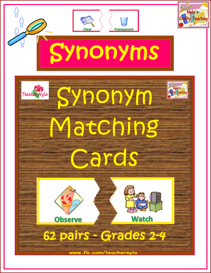 Nyla's Crafty Teaching: A Matching Activity for Synonyms!