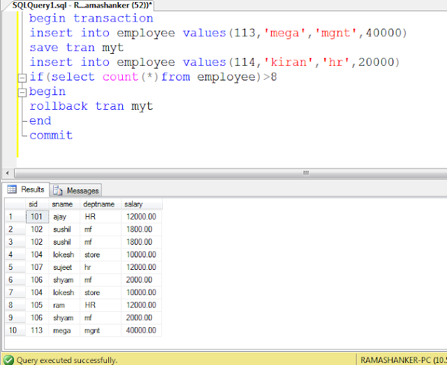 Transaction in SQL Server | MY.NET Tutorials