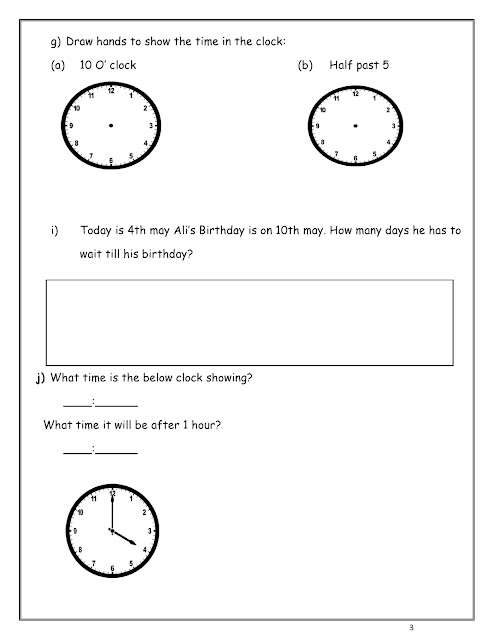 Birla World School Oman: Homework for Grade 2 as on 06-05-2019