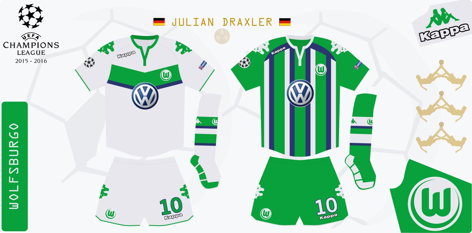 Design Futbol Kits: Vfl Wolfsburgo 2015 - 2016 (Champions League)