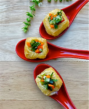 Stuffed soy puffs