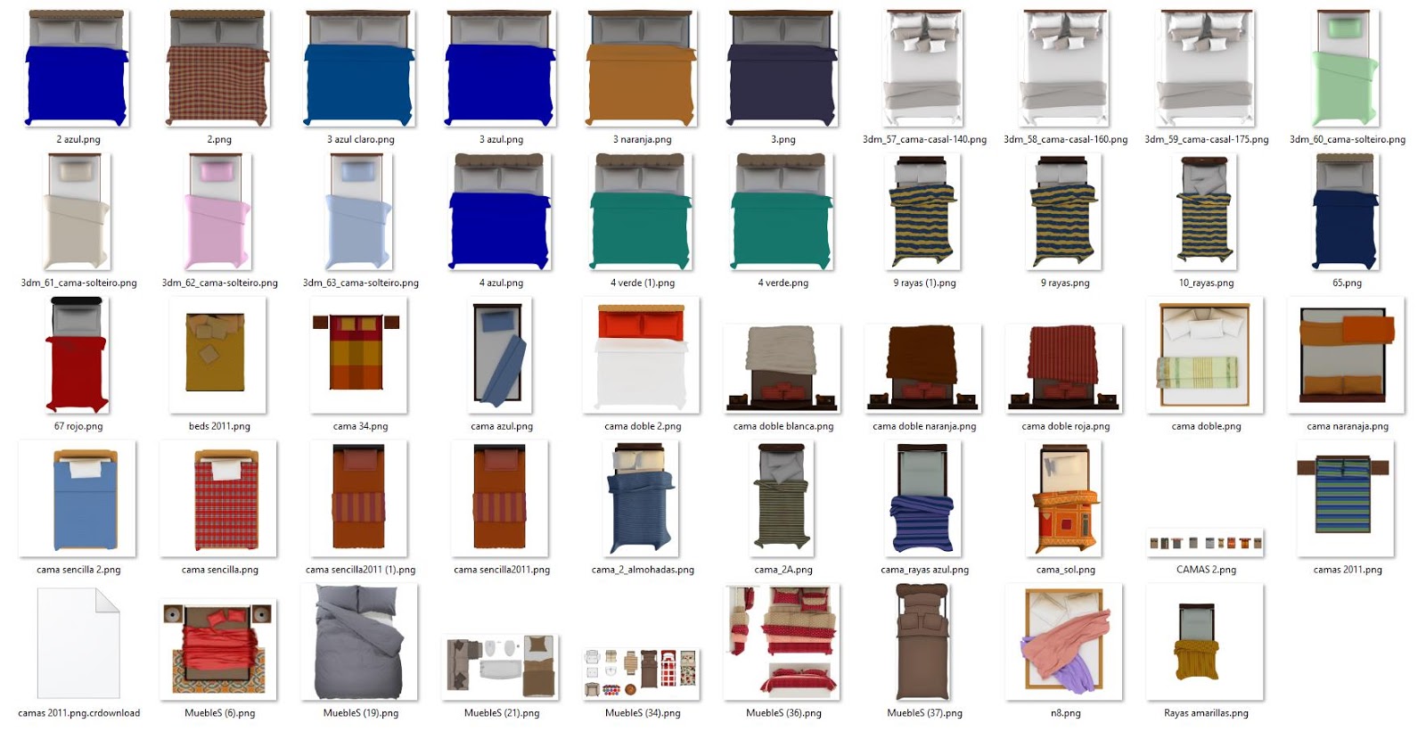 74 CAMAS VISTA EN PLANTA FORMATO PSD Y PNG PARA PHOTOSHOP - FIRE3DSTUDIO