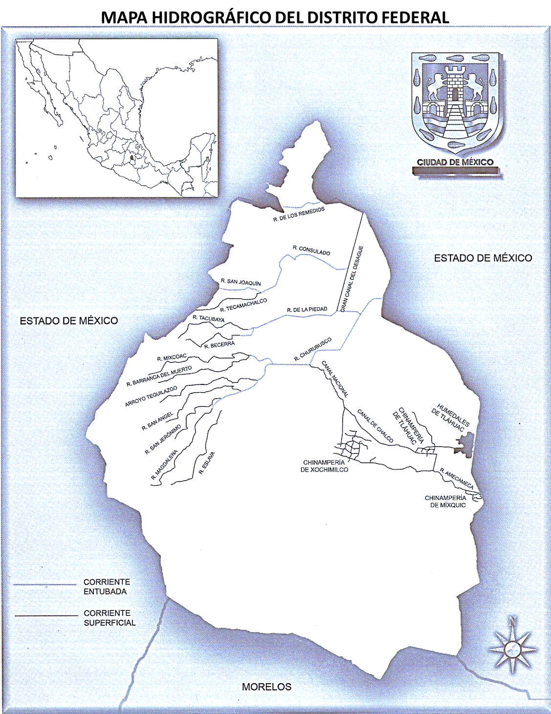 Papelería en casa: Mapa de ríos del DF