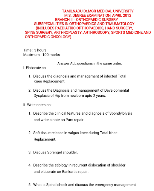 Dr. MGR MU Orthopaedic Surgery Subspecialities in Orthopaedics and ...