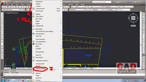 Mengatur Titik Tangkap Object Snap AutoCAD Melalui Menu Tools | Tips Triks AutoCAD