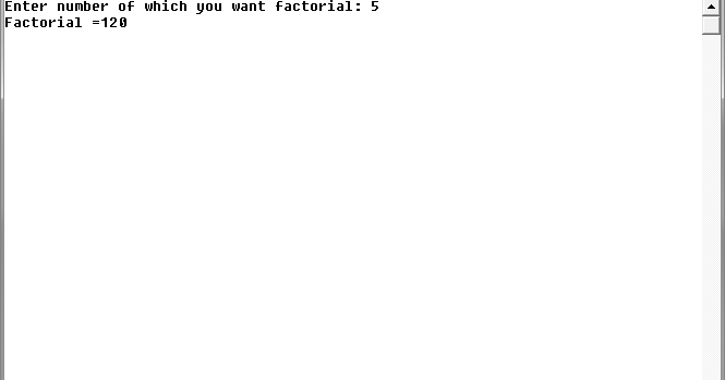 Learn C language: Program for factorial
