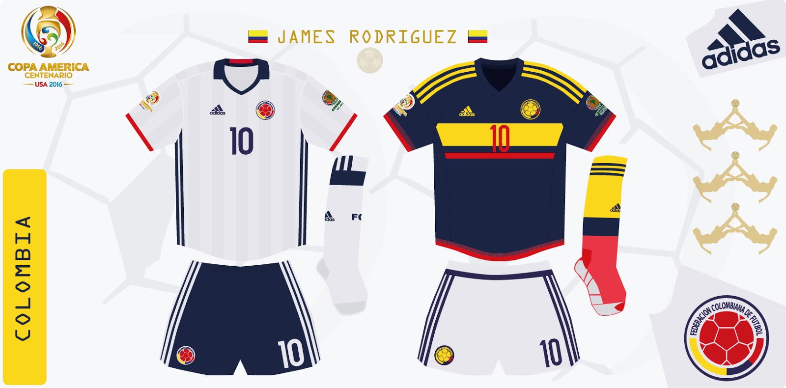 Design Futbol Kits: Colombia 2016 (Copa América)