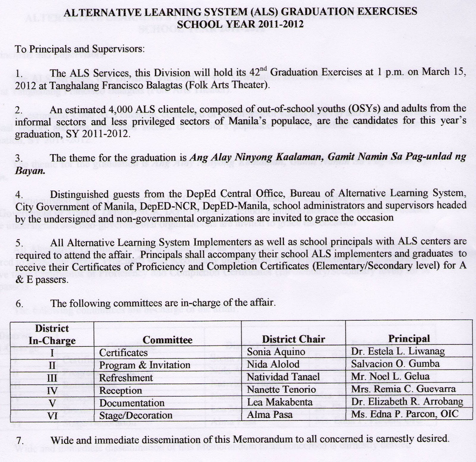 Department of Education Manila: ALS Graduation