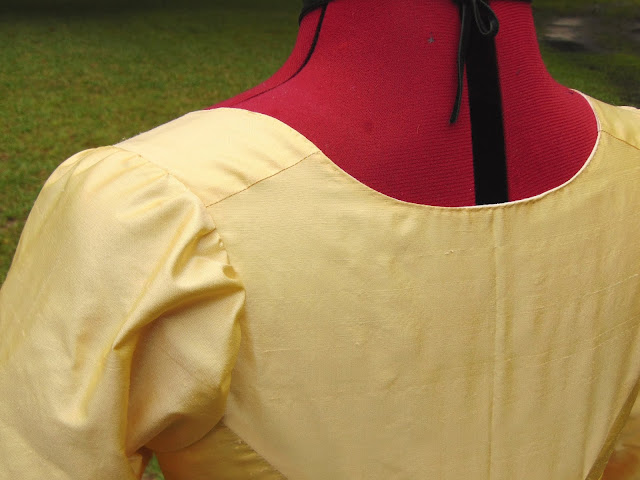 The Antique Sewist: Regency Bib Front Dress - Yellow Silk