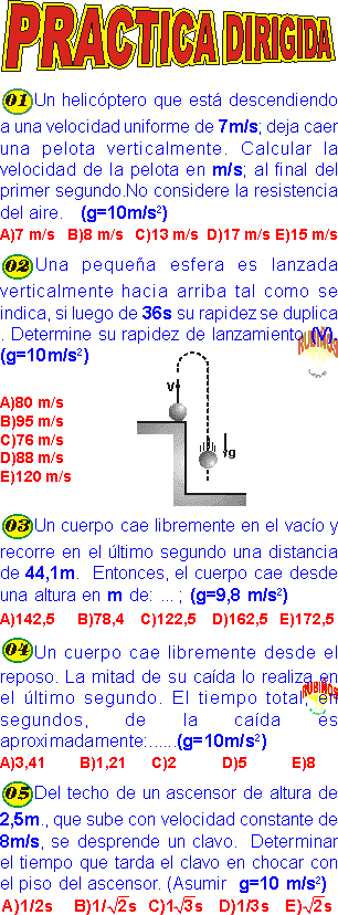 CAÍDA LIBRE FÓRMULAS EJEMPLOS Y EJERCICIOS RESUELTOS