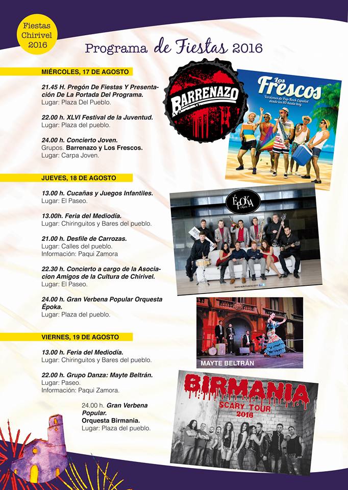 Chirivel: Programa fiestas 2016