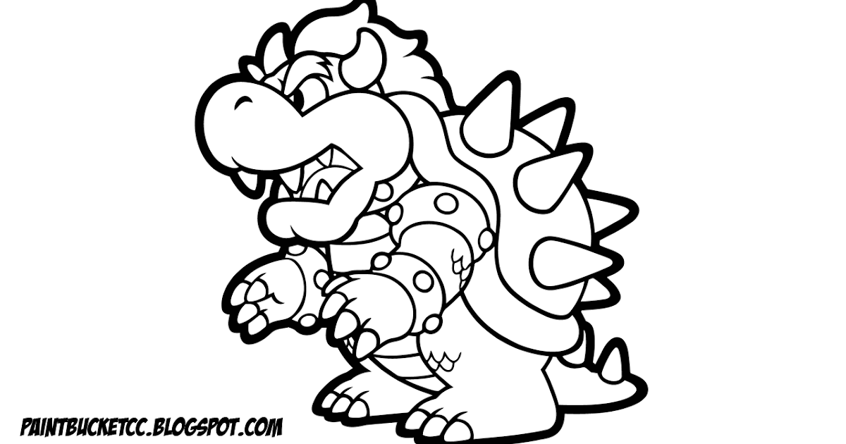 Paint Bucket Coloring Pages and Pixel Art: Nintendo Paper Mario Bowser ...