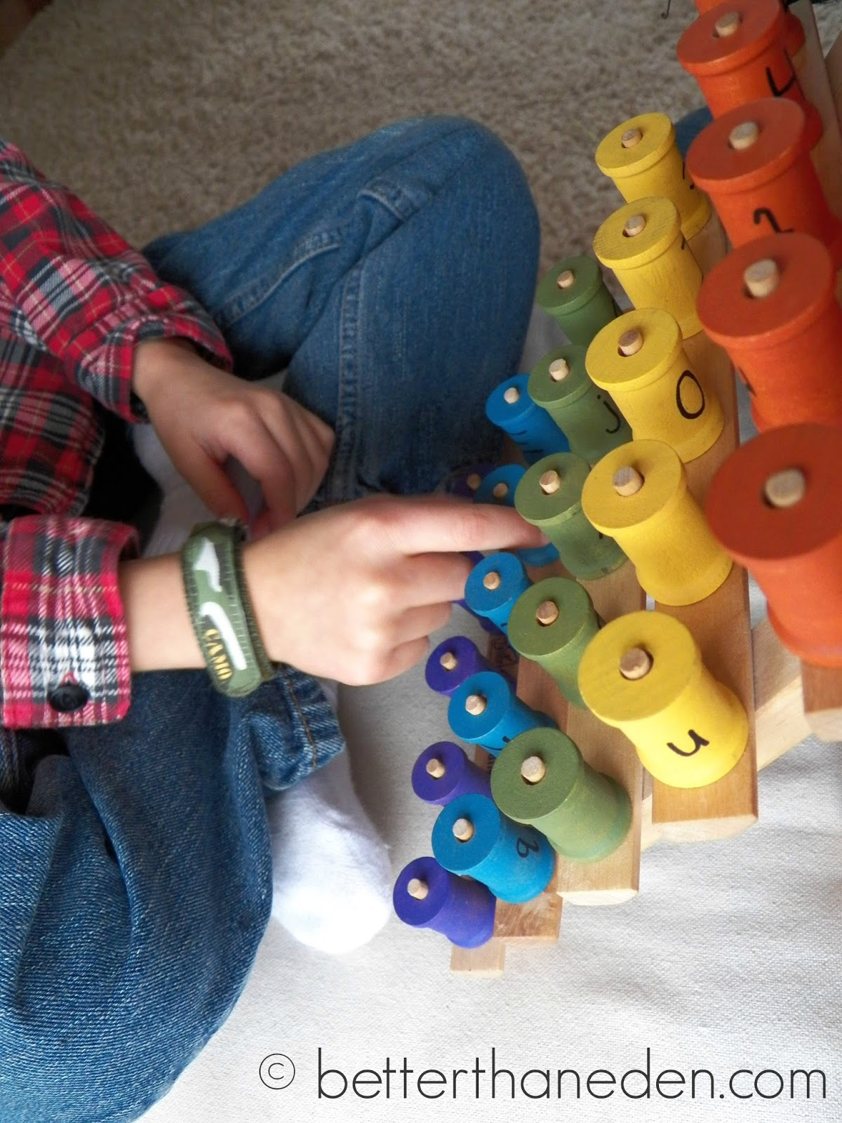 A (simple, I promise!) DIY Wooden Spool Sorting Toy - Mary Haseltine