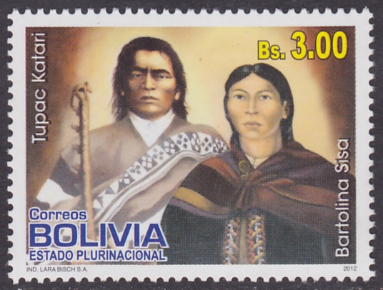 Sellos de Bolivia: Tupac Katari y Bartolina Sisa