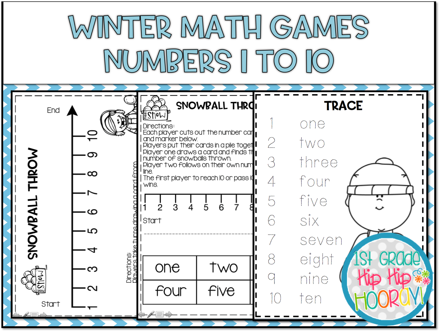 1st Grade Hip Hip Hooray!: Winter Math Games..Numbers 1 to 10