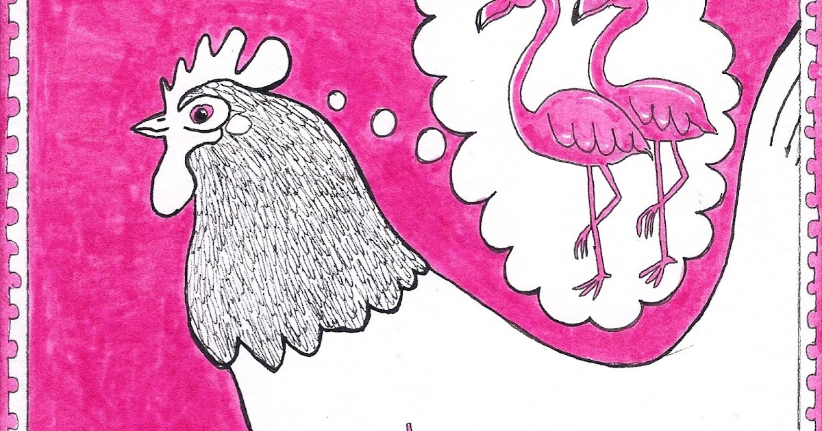 Heleen21 Mail Art: Rooster in pink