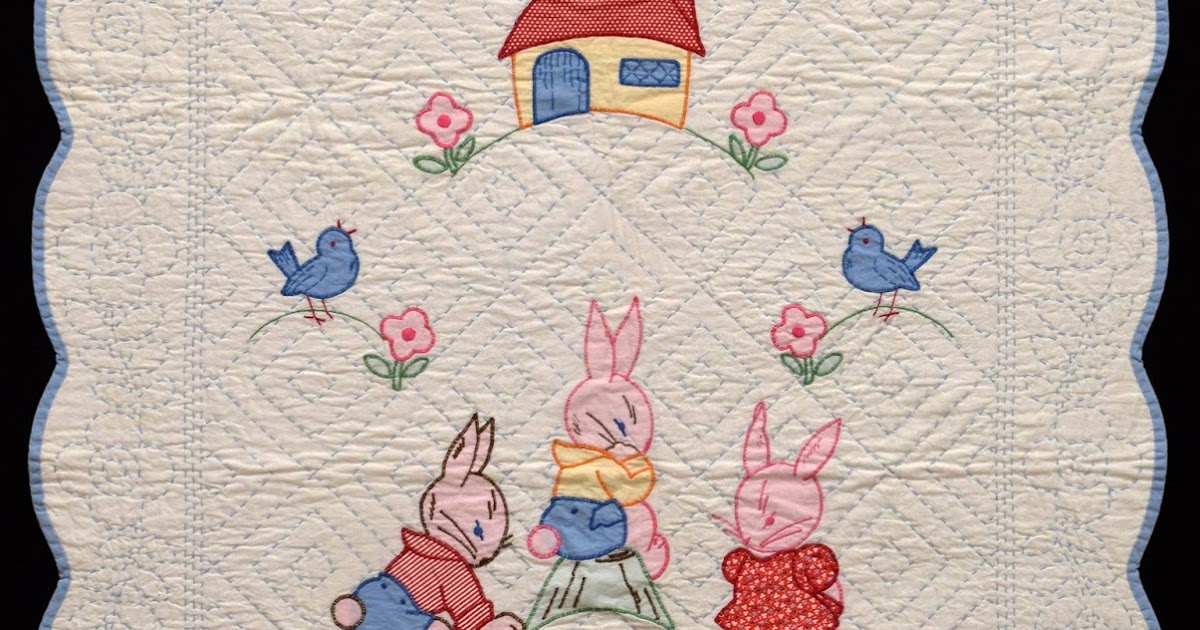 Quilts-Vintage and Antique: Three Rabbits Crib Quilt