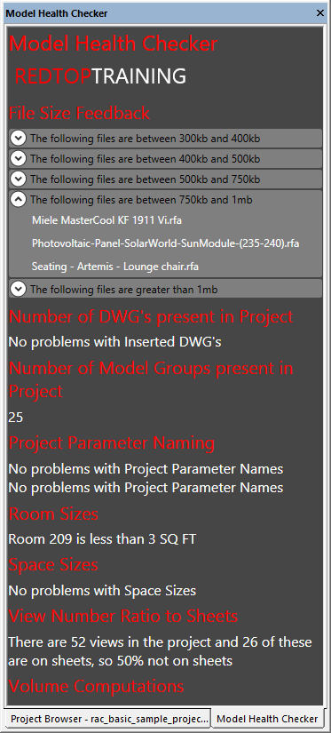 Revit Add-Ons: Model Health Checker