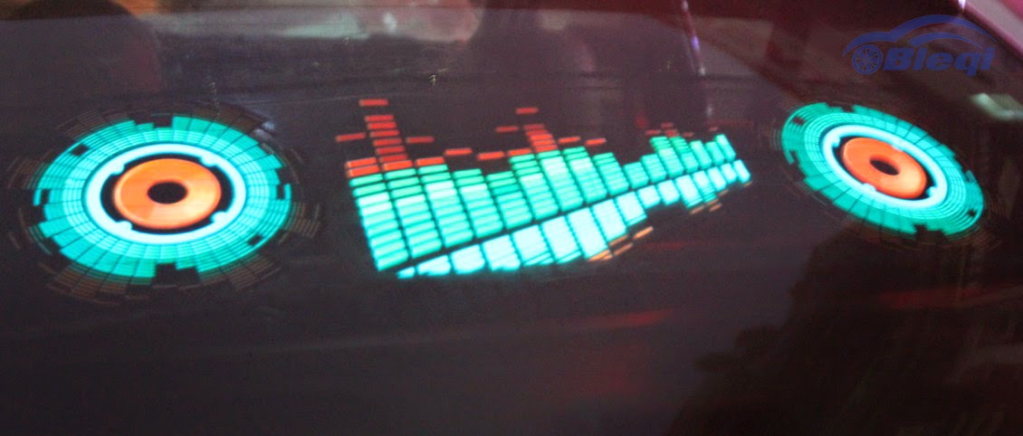 LED Sound Activated EL Sheet Car Music Sticker Equalizer Glow Flash ...