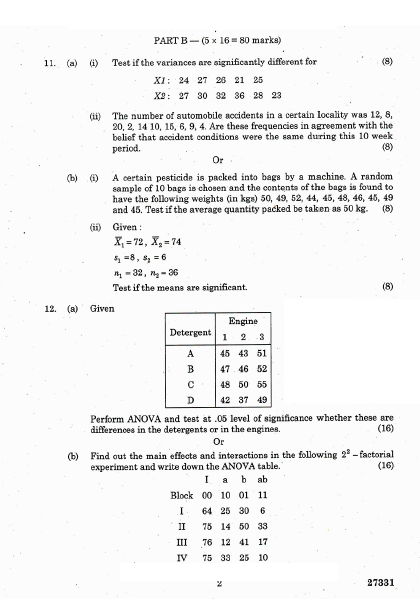 MA6452 Statistics and Numerical Methods Nov Dec 2015 Question Paper ...