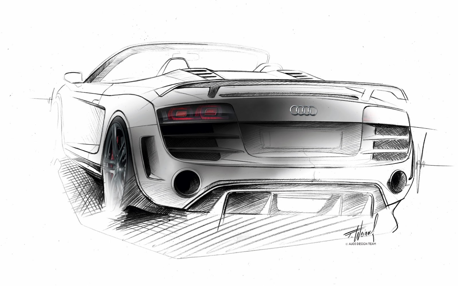 Audi R8 GT Spyder - 2008 | sketsa mobil