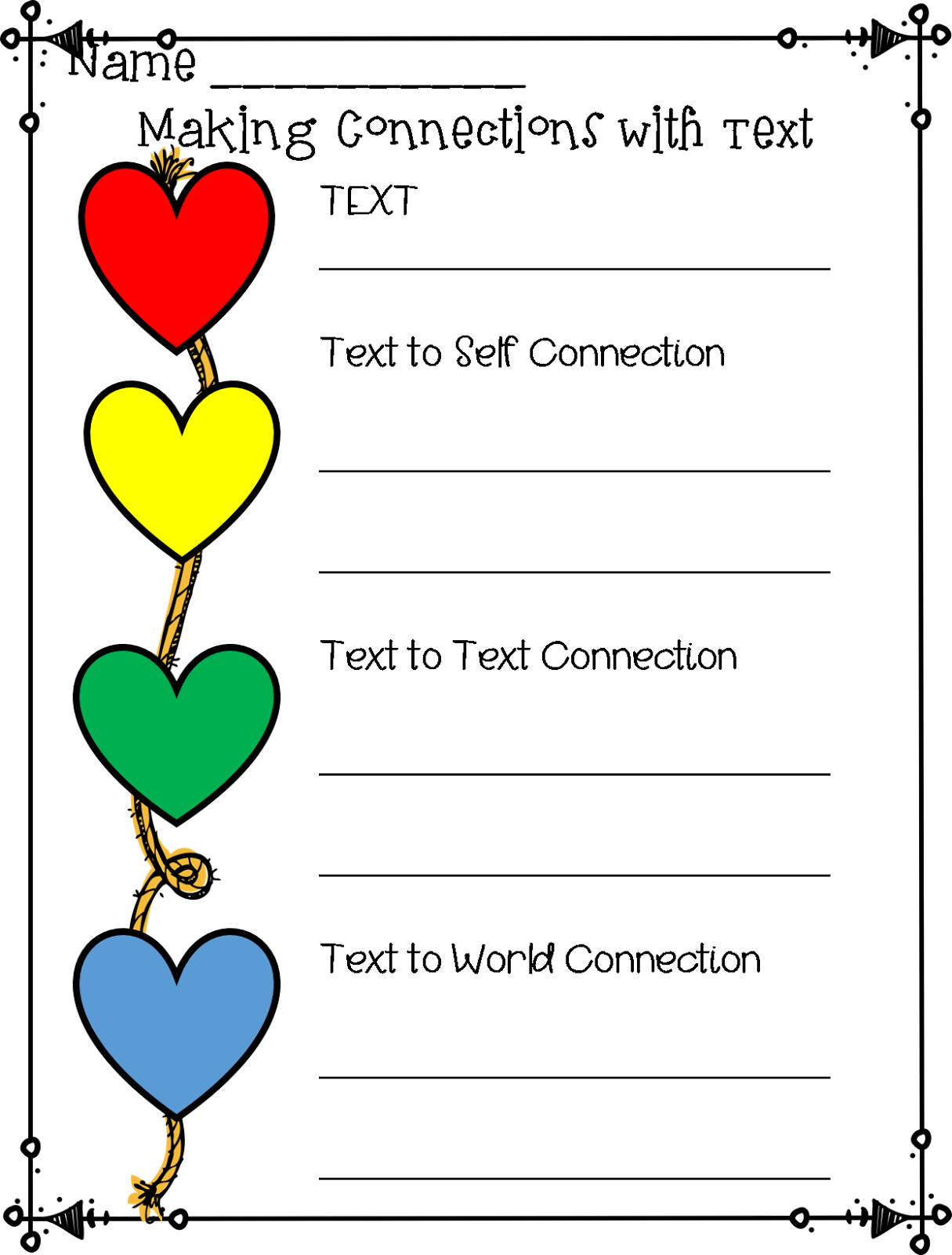 Text To Self Connections Printables