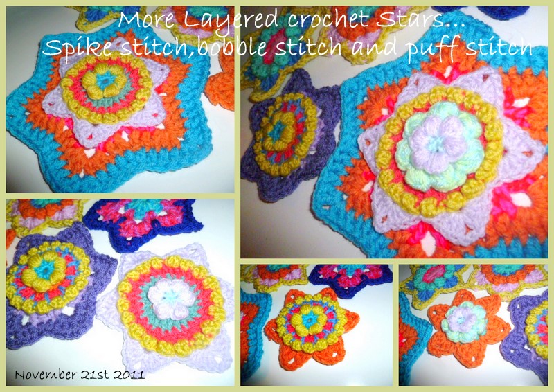 Susan Pinner: More Spike stitch, bobble stitch Crochet and Layered Stars