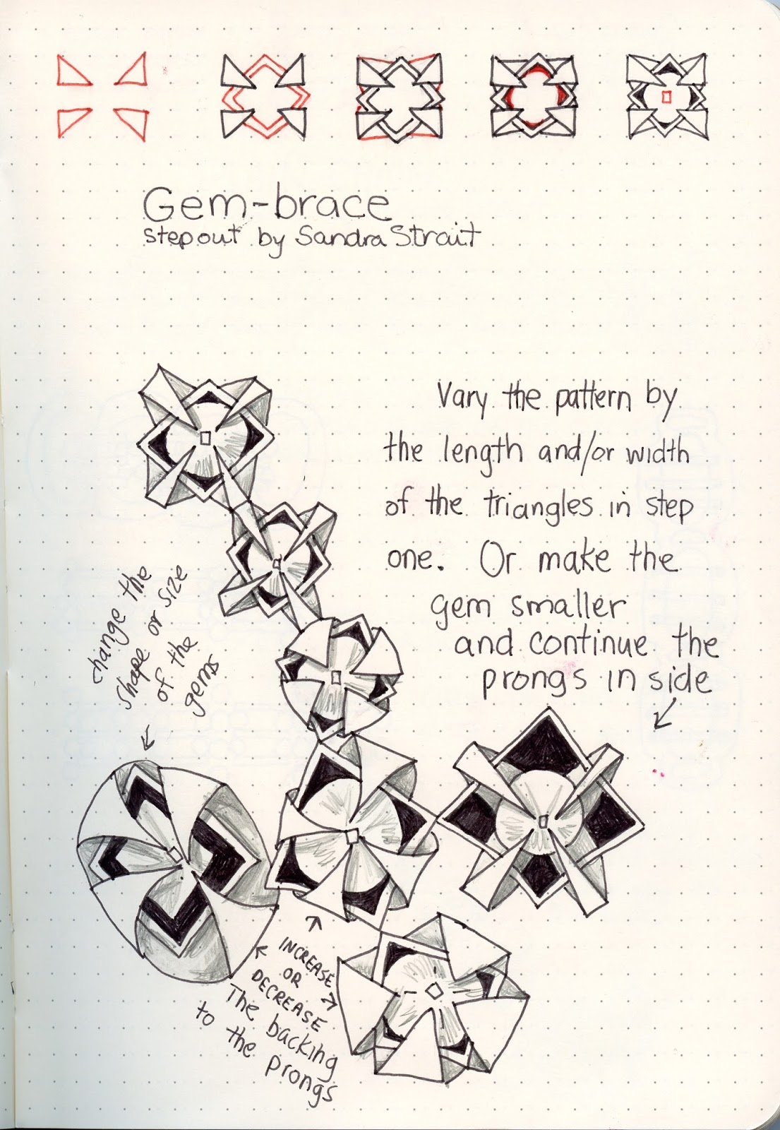 Gem-Brace, a new tangle pattern #Zentangle #Zentangle-InspiredArt # ...