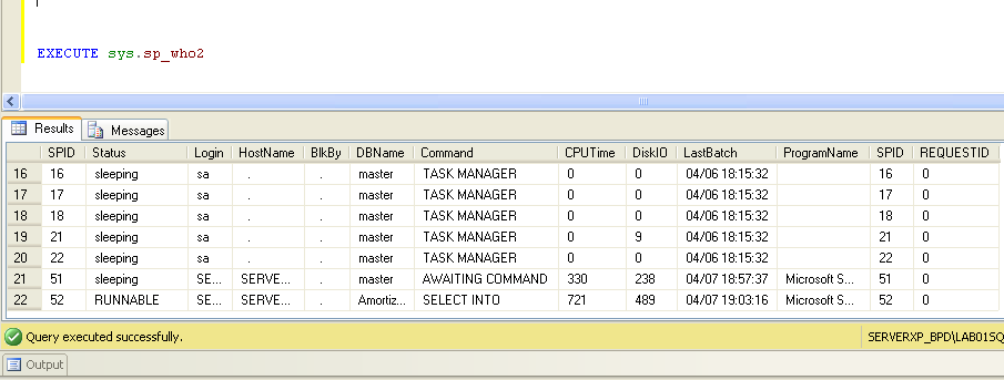 Utilizando Procedimientos Almacenados de Sistema de Sql Server.