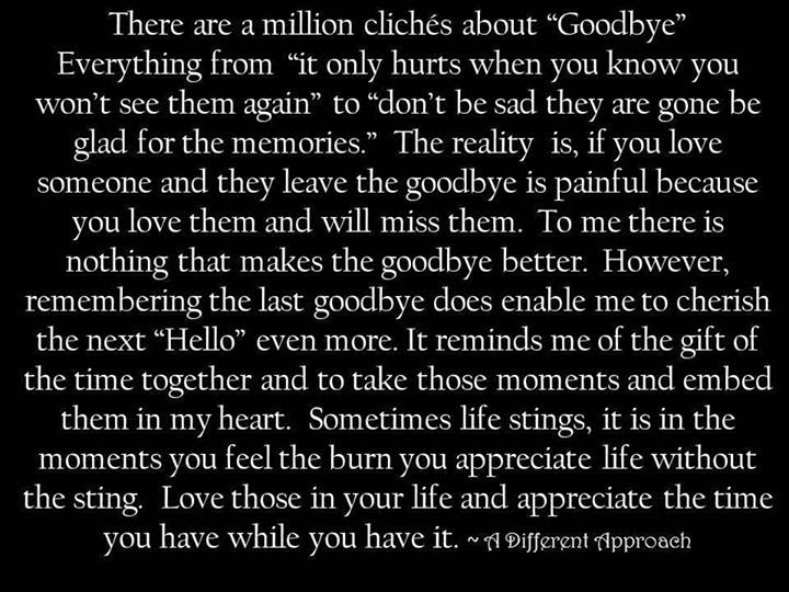 THERE ARE A MILLION CLICHES ABOUT "GOODBYE" EVERYTHING FROM "IT ONLY ...