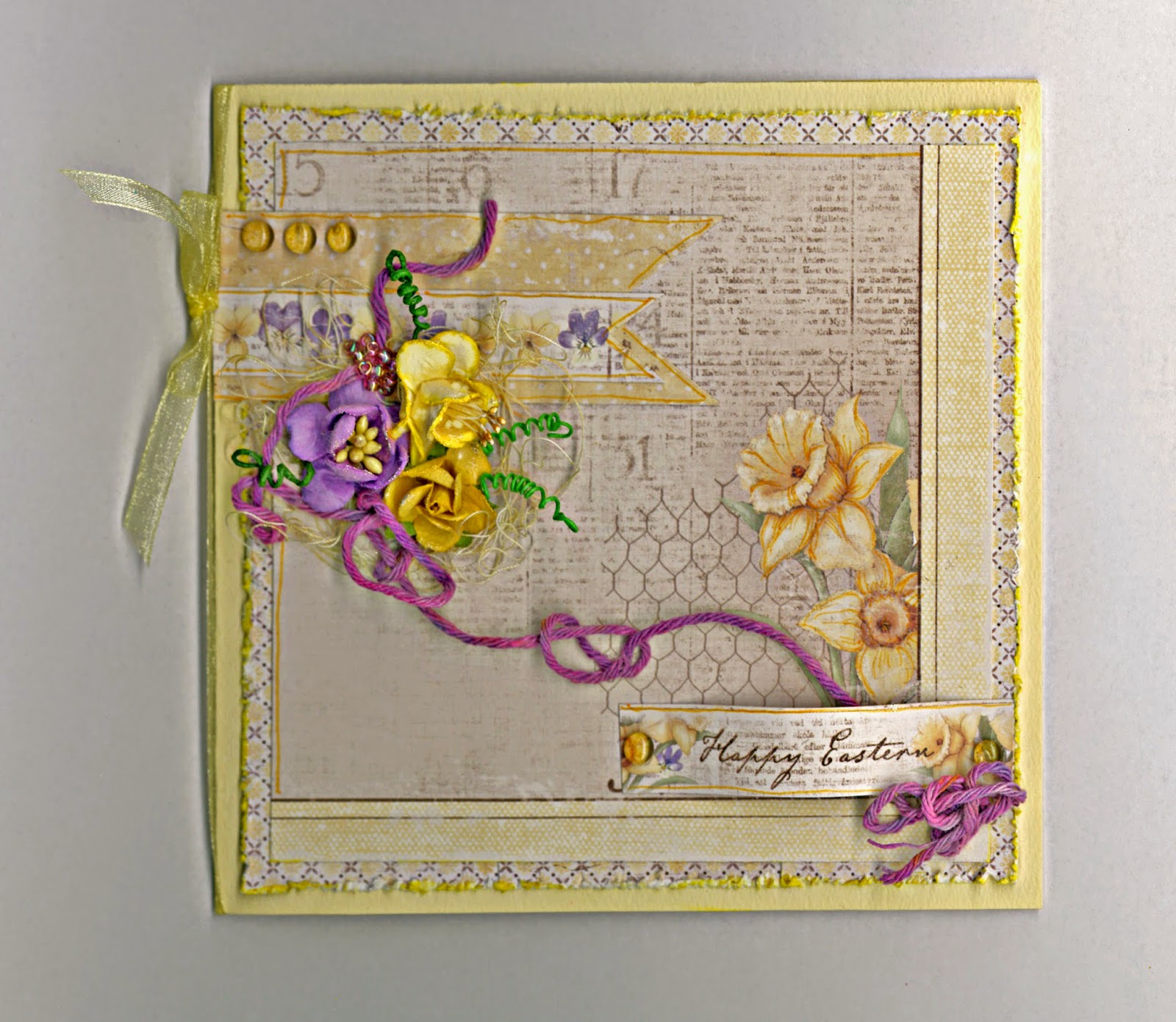 Scrap-Perra: 2 Påsk kort i gult och lila