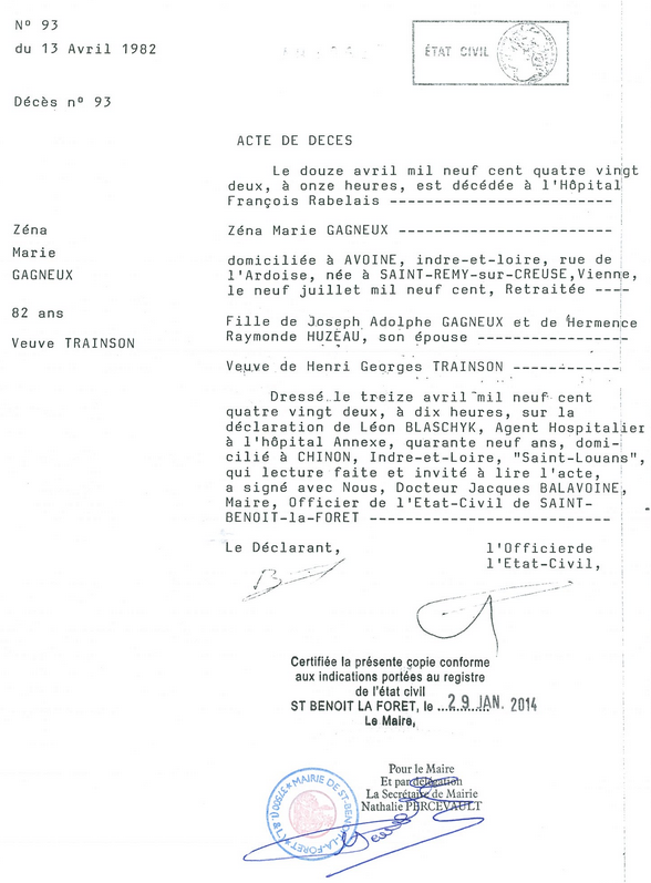 Nos racines: Actes de décès