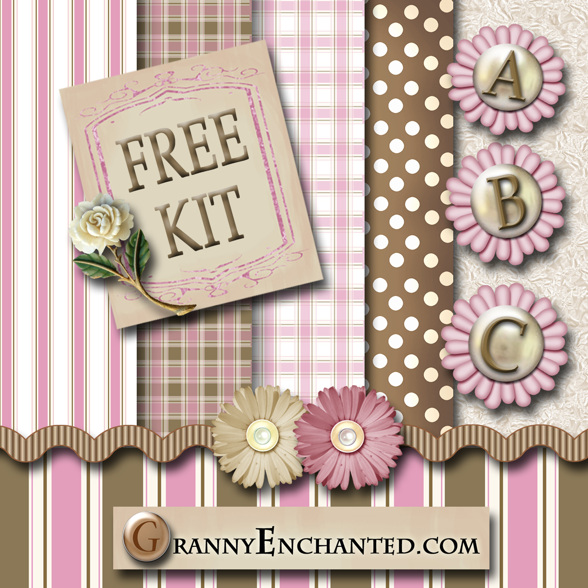 GRANNY ENCHANTED'S BLOG: FREE "Pink-Brown" Digi Scrapbook Kit