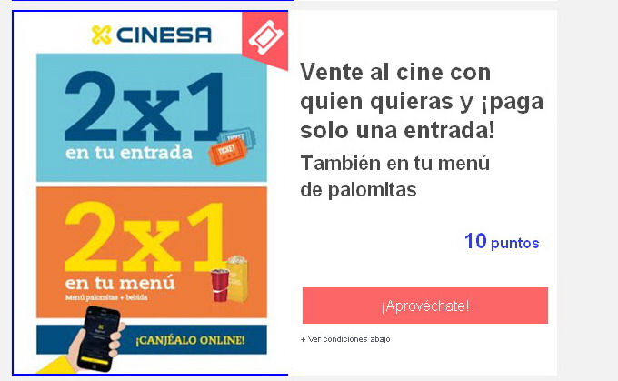 me gusta ahorrar: 2x1 en tu entrada de cine