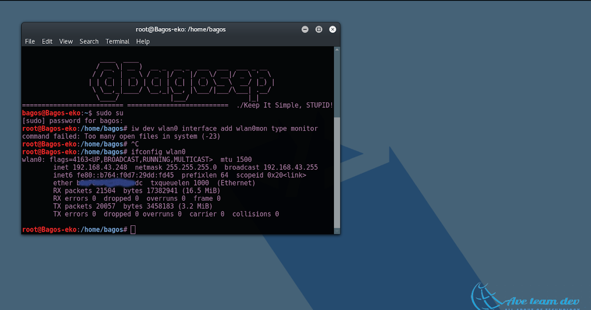AVE TEAM DEV: Memotong Jaringan Wifi dengan MDK3 di Kali Linux