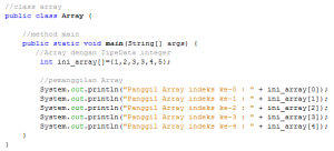 Listia Fatma: Penggunaan Fungsi Array Dalam Java