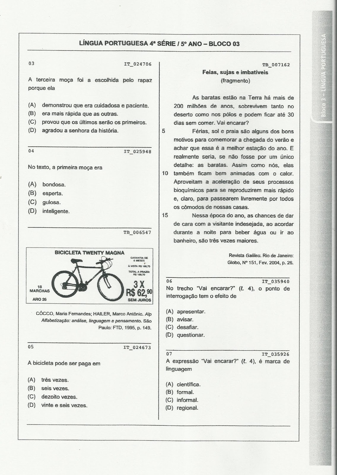 ROSICLAIR DA SILVA COSTA: Modelos de avaliação para Prova Brasil